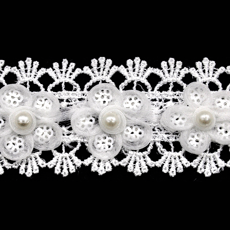 Embossed Lace Trim with Pearls - 2" Width (15 YDS)-BTP-1809-27 ...